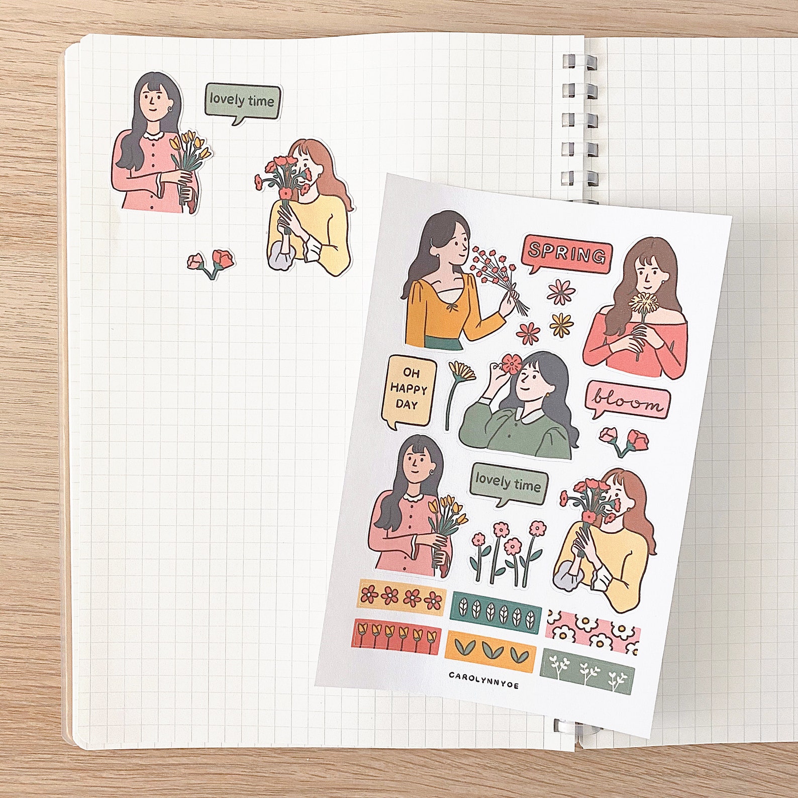 FLORAL GIRL Sticker Sheet // Aesthetic Cute Pastel Flower - Etsy Singapore