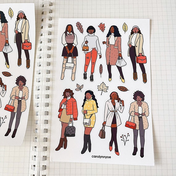 BLACK GIRL AUTUMN Sticker Sheet // Aesthetic Cute Afro Fashion | Etsy