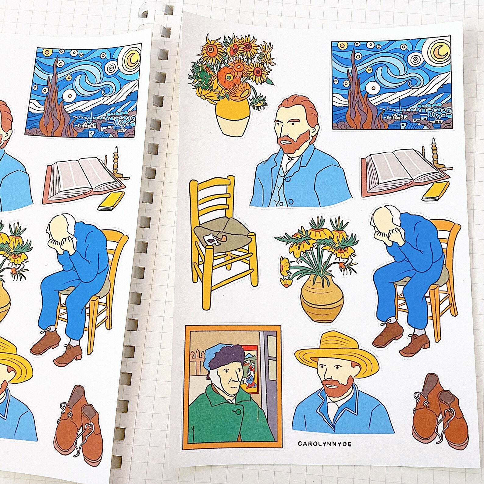 VAN GOGH Sticker Sheet // Aesthetic Art Painter Famous Classic - Etsy ...