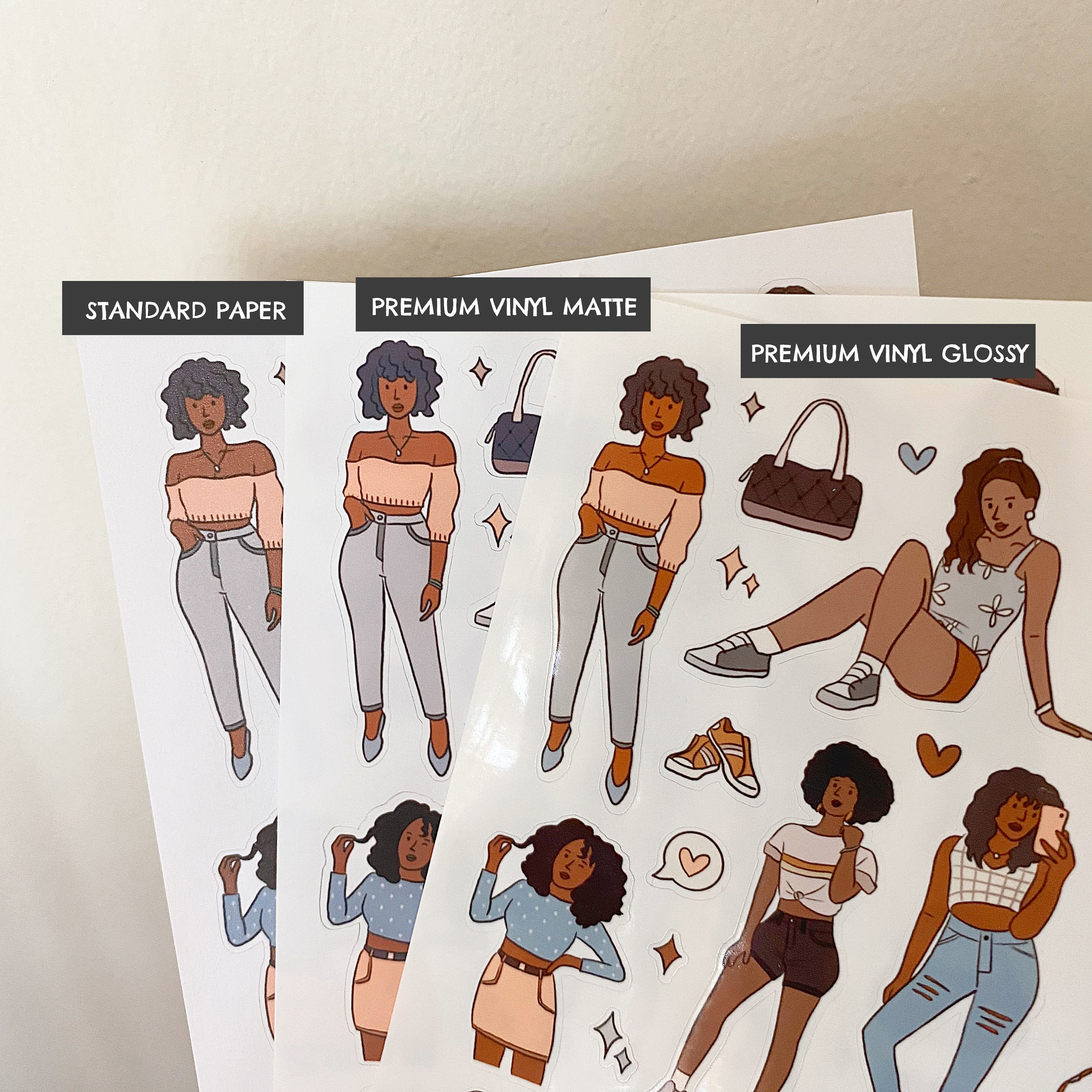 GLAM BLACK GIRL Sticker Sheet // Aesthetic Cute Chic Afro Fashionable ...