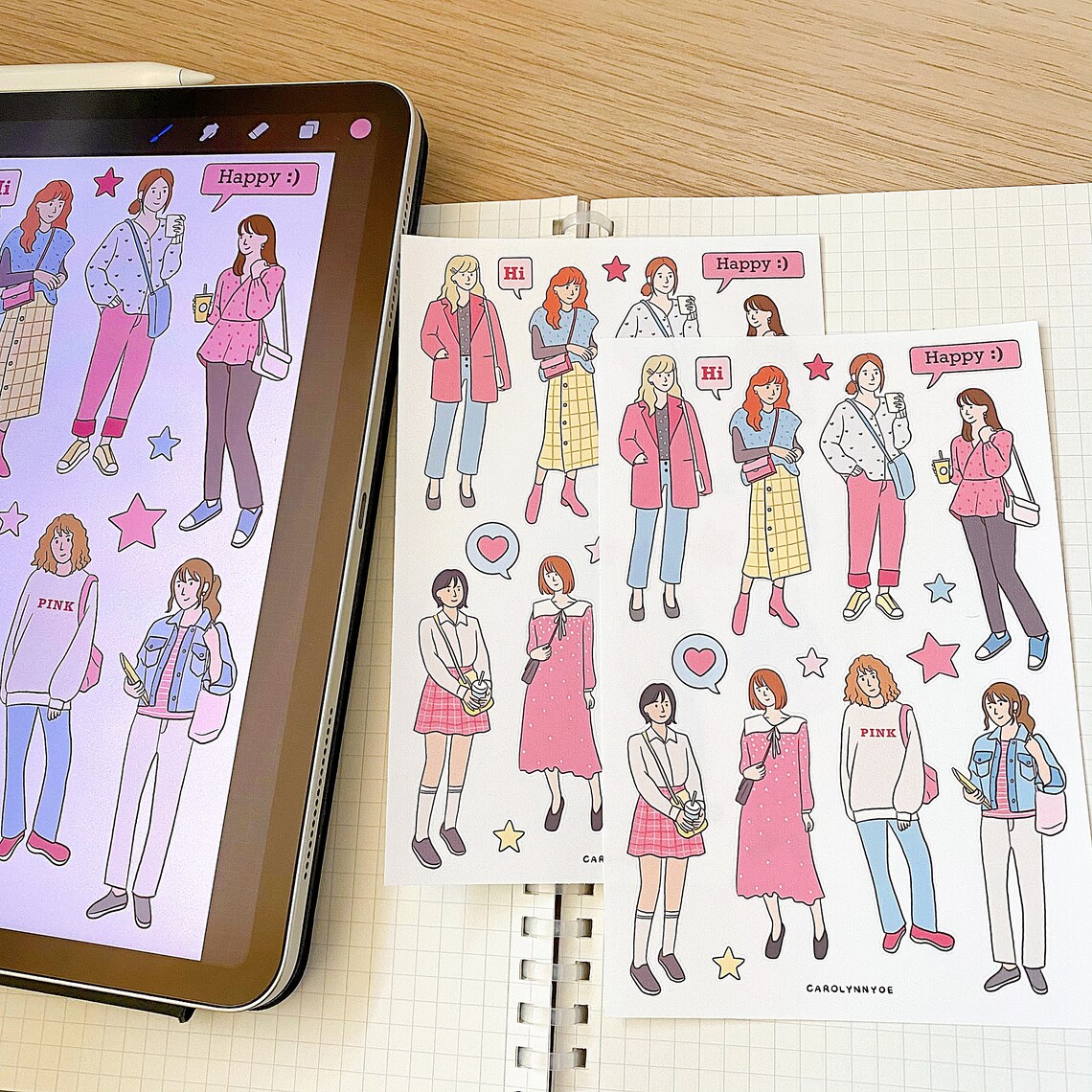 CUTE PINK OUTFIT Sticker Sheet // Aesthetic Chic Fashionable - Etsy