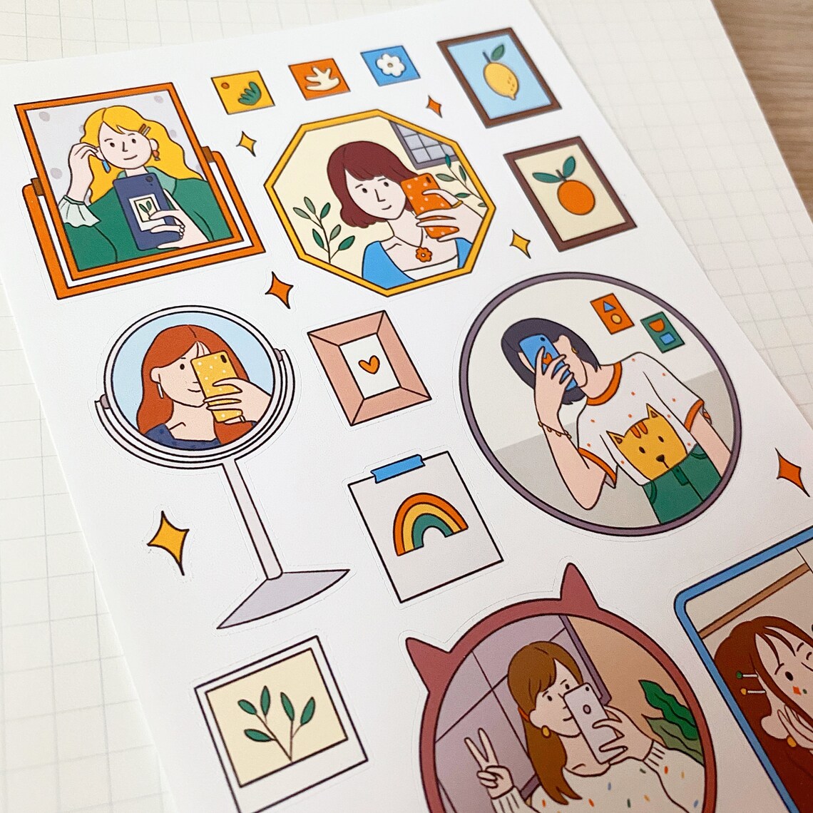 MIRROR SELFIE Sticker Sheet // Aesthetic Cute Adorable Korean - Etsy ...
