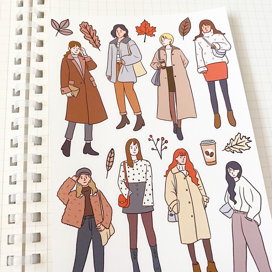 COSY AUTUMN OUTFIT Sticker Sheet // Aesthetic Cute Chic - Etsy Singapore