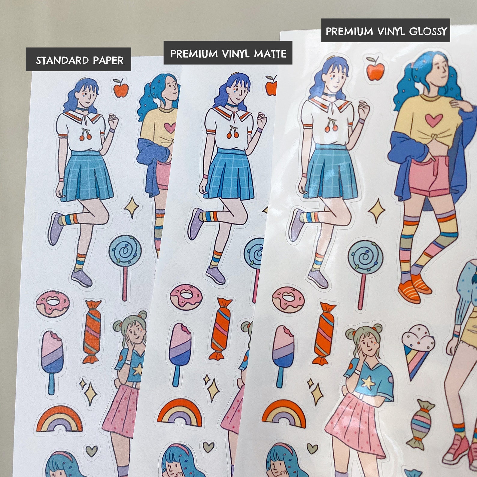 KAWAII RAINBOW GIRL Sticker Sheet // Aesthetic Candy Harajuku - Etsy ...