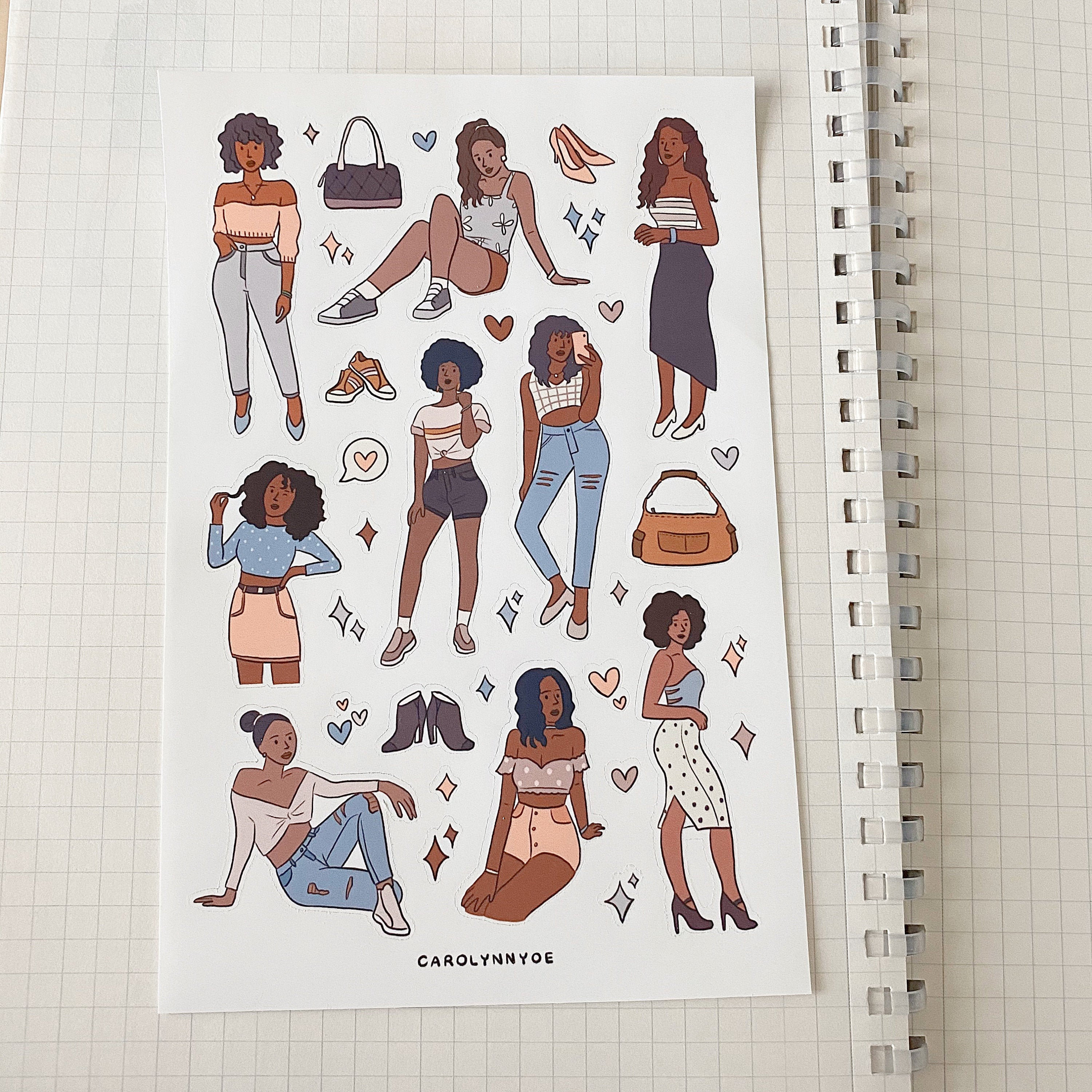 GLAM BLACK GIRL Sticker Sheet // Aesthetic Cute Chic Afro - Etsy
