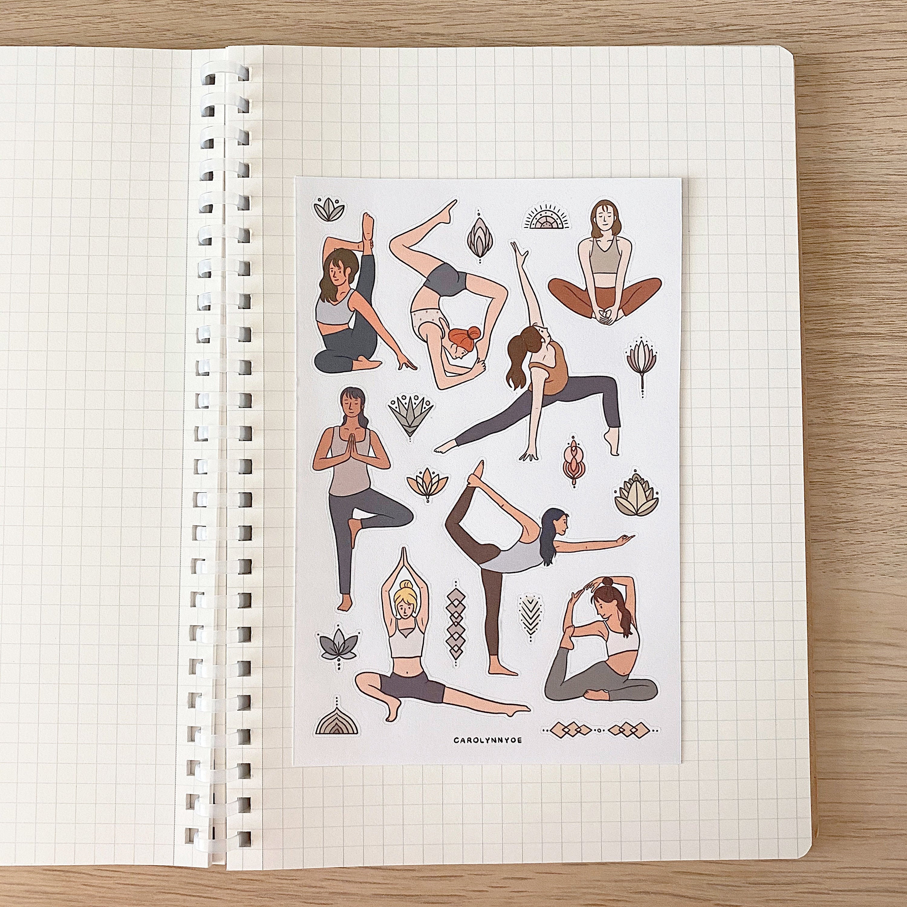 YOGA POSE Sticker Sheet // Aesthetic Cute Good Vibe Exercise - Etsy ...
