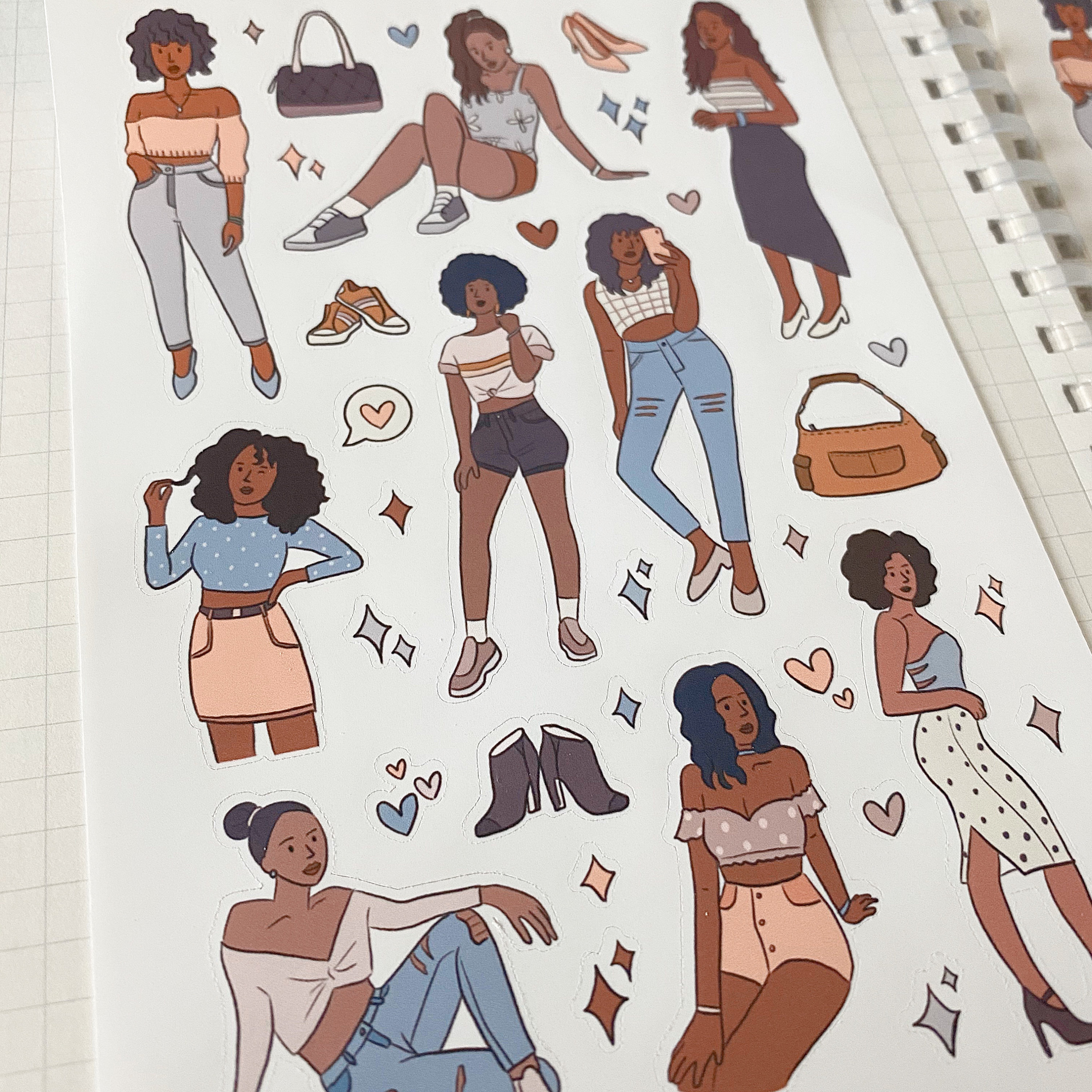 GLAM BLACK GIRL Sticker Sheet // Aesthetic Cute Chic Afro | Etsy