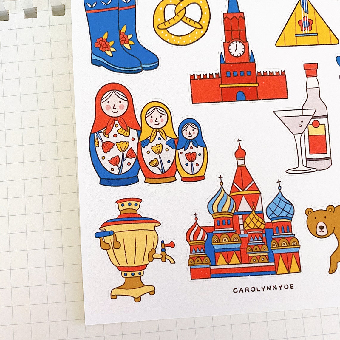 RUSSIA Sticker Sheet // Aesthetic Russian Icons Landmark - Etsy