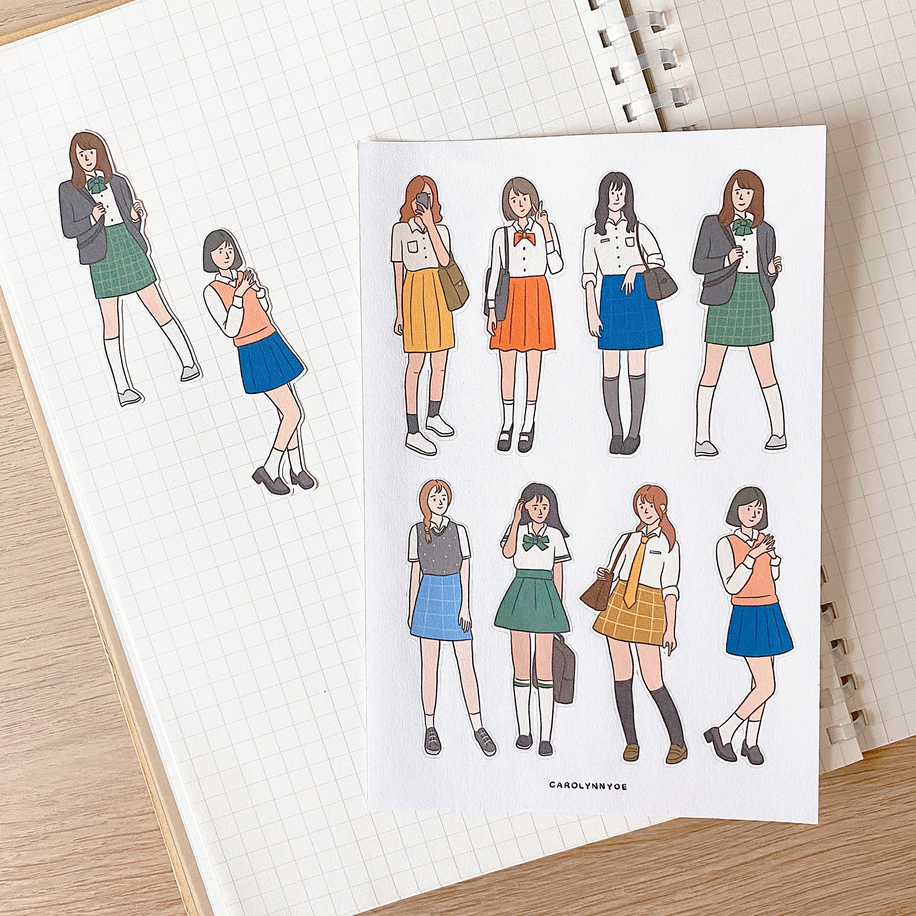 SCHOOLGIRL sticker sheet // aesthetic cute japanese | Etsy