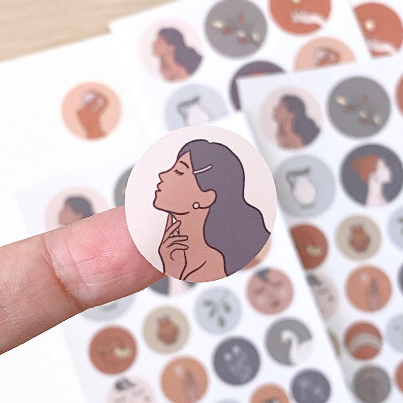 BEIGE AESTHETIC Round Sticker Sheet // Minimalist Art Vibe - Etsy
