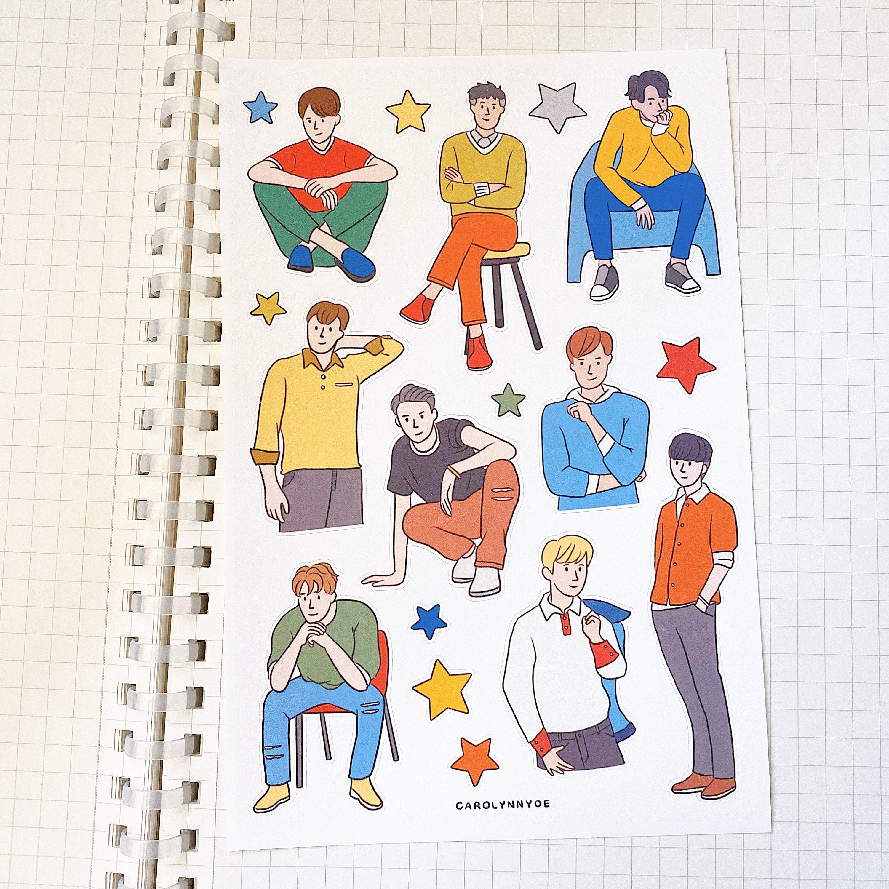 K-POP BOYS Sticker Sheet // Aesthetic Cute Korean Japanese - Etsy