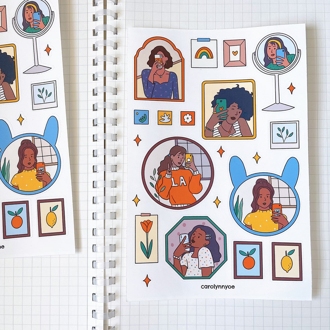 MIRROR SELFIE Sticker Sheet // Aesthetic Cute Adorable Black Girls ...