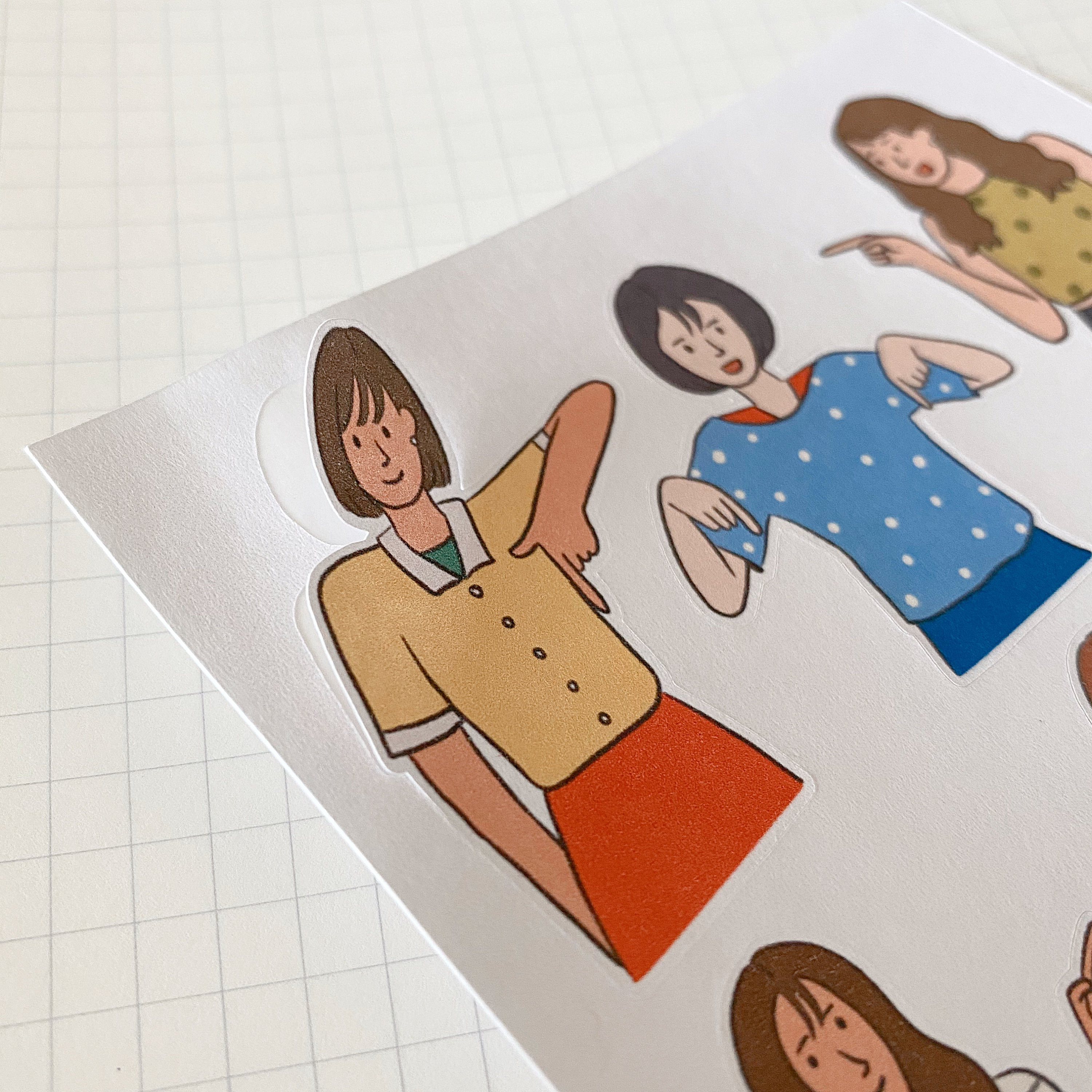 GIRLS POINTING Sticker Sheet // Aesthetic Cute Colourful Woman ...