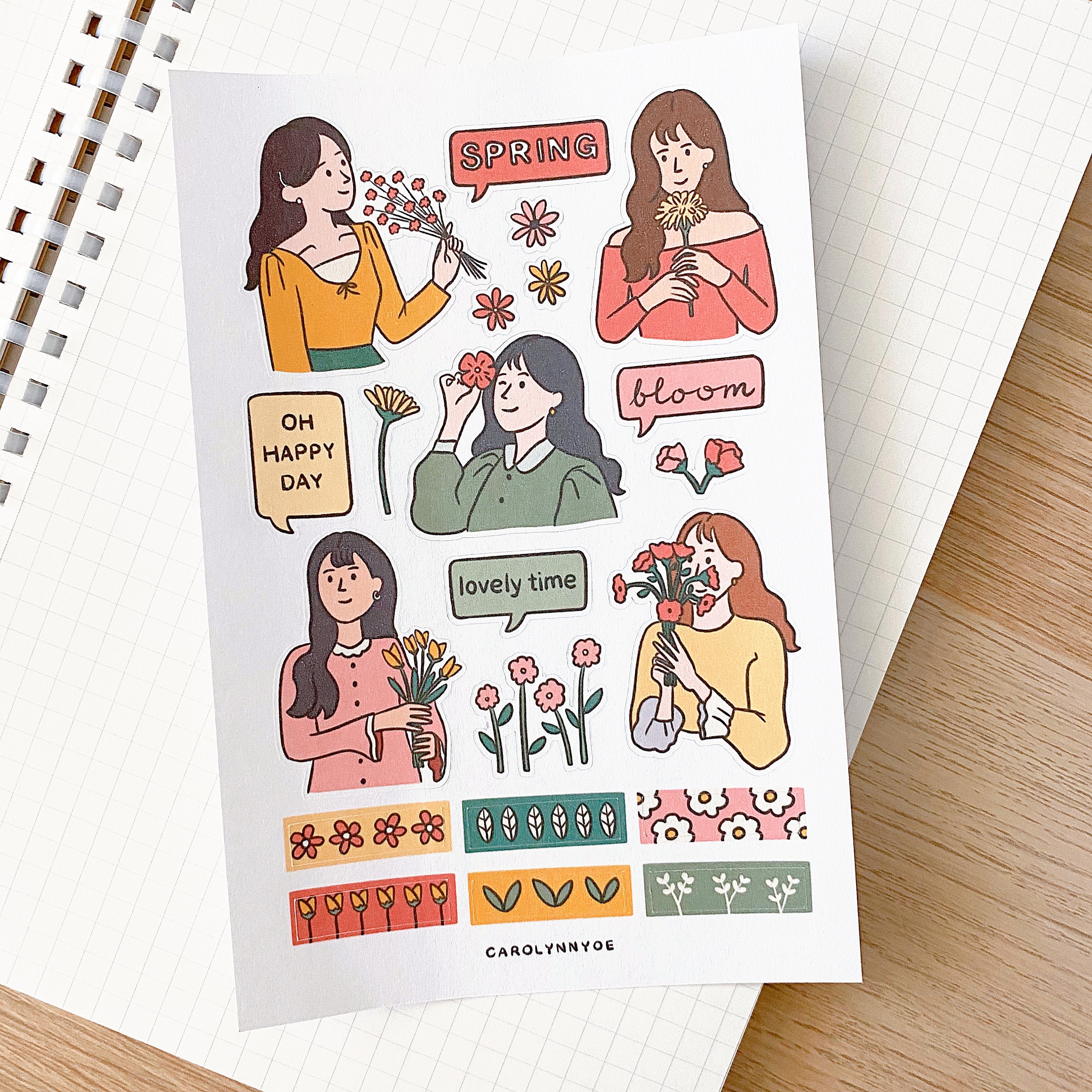 FLORAL GIRL Sticker Sheet // Aesthetic Cute Pastel Flower - Etsy Singapore