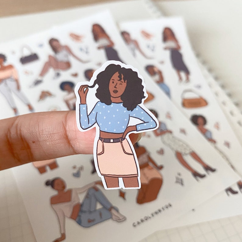 GLAM BLACK GIRL Sticker Sheet // Aesthetic Cute Chic Afro - Etsy