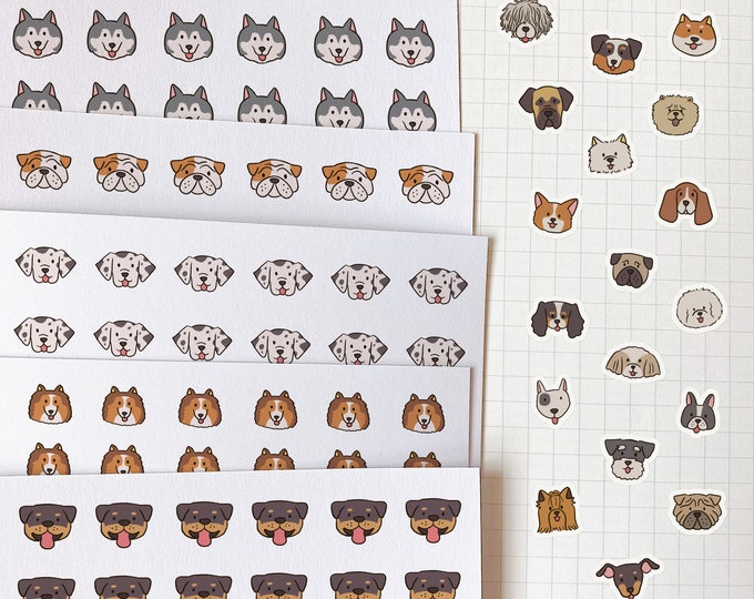 CAT & DOG 24 Mini Square Sticker Sheet // Aesthetic Cute Fun Pastel Pet ...