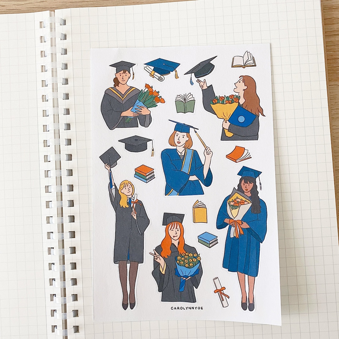 GRADUATION Sticker Sheet // Aesthetic Cute Scholar Graduate School ...