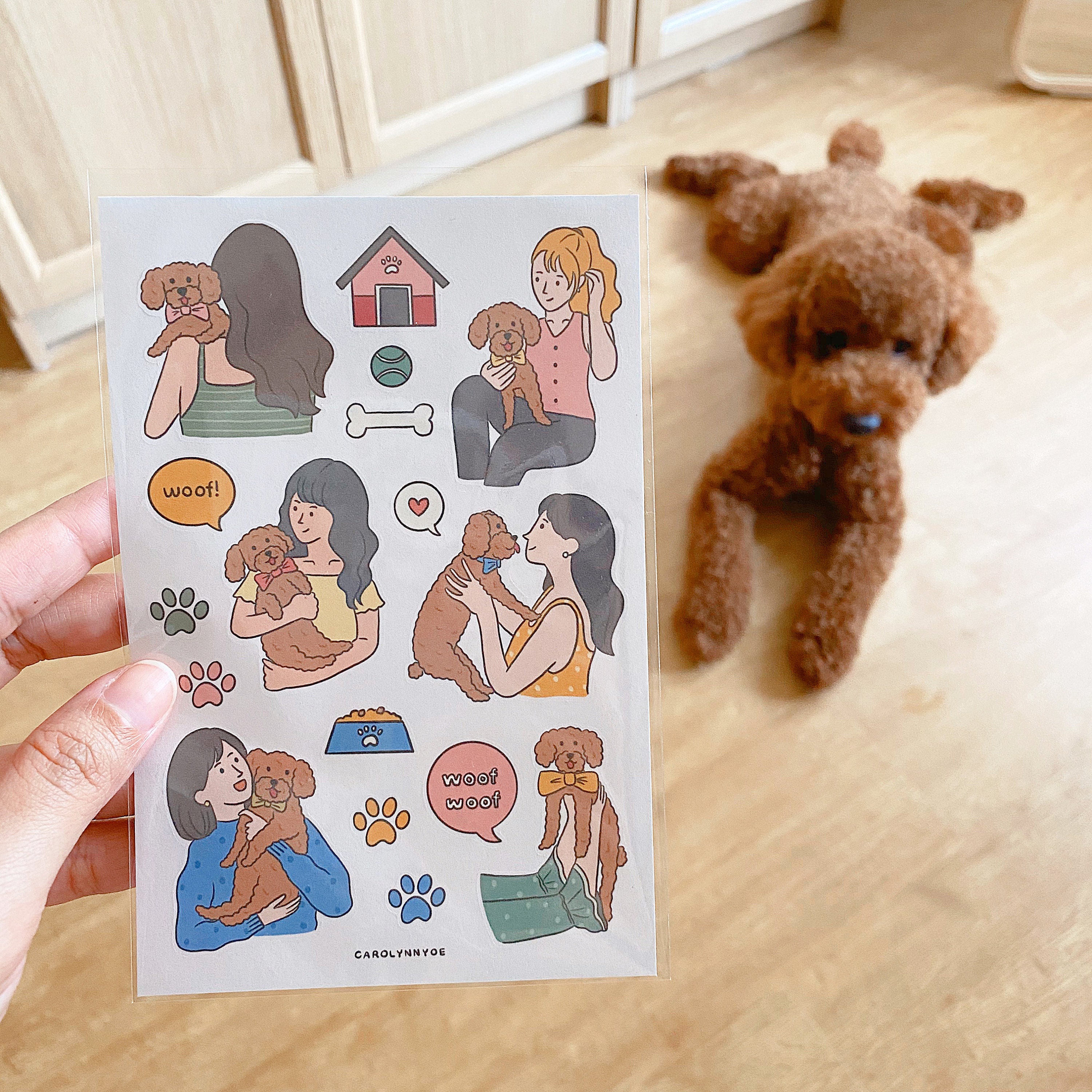 GIRL & TOY POODLE Sticker Sheet // Aesthetic Cute Mini Poodle - Etsy ...