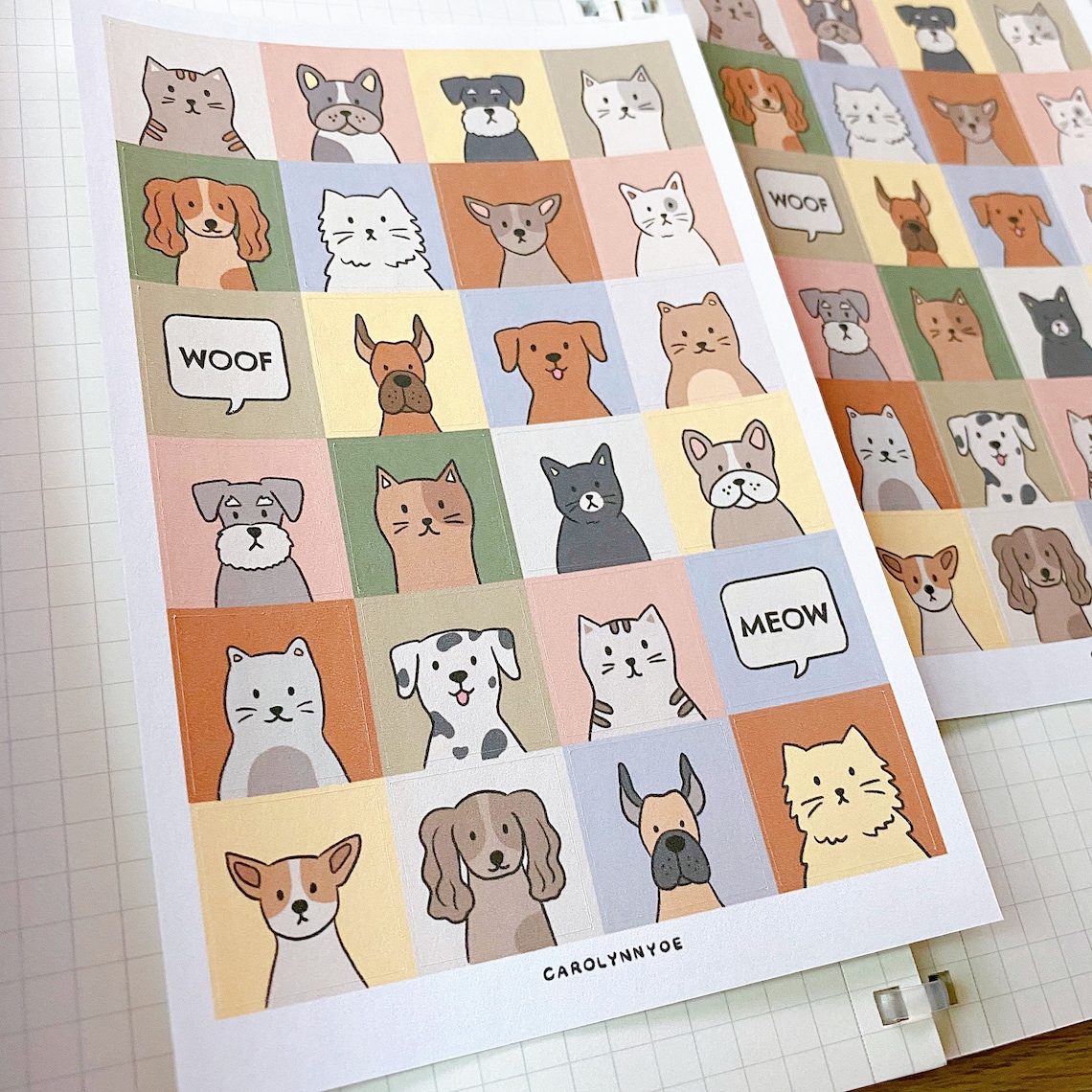 CAT & DOG 24 Mini Square Sticker Sheet // Aesthetic Cute Fun - Etsy ...