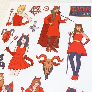 CUTE DEVIL Sticker Sheet // Aesthetic Halloween Satan Red Devil Costume ...