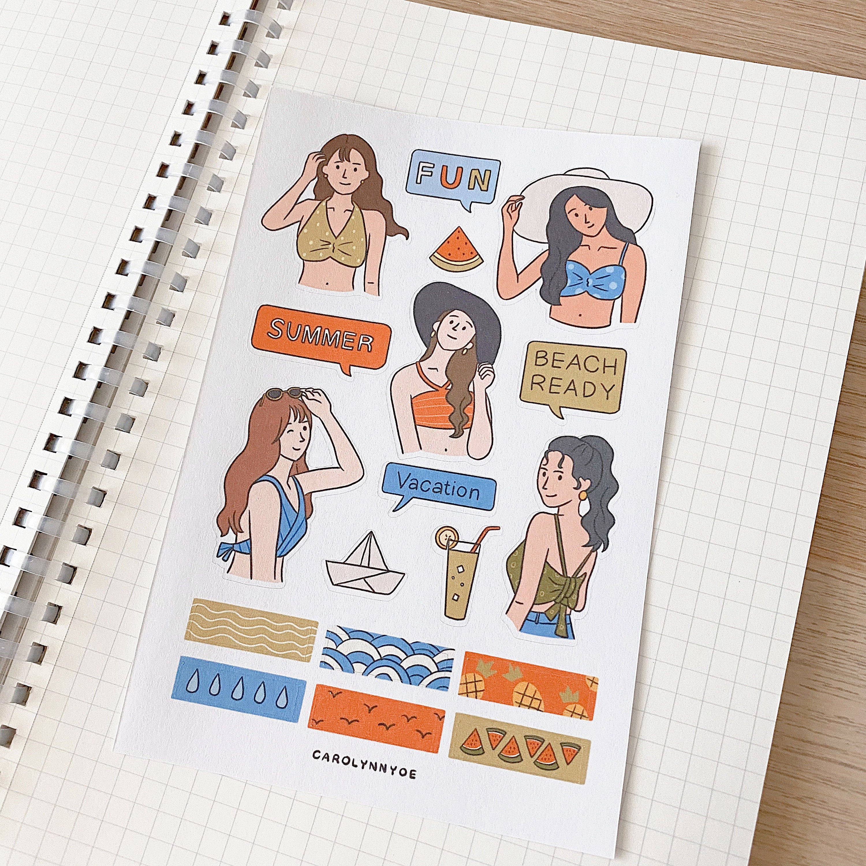 SUMMER GIRL Sticker Sheet // Aesthetic Beach Bikini Swimwear ...