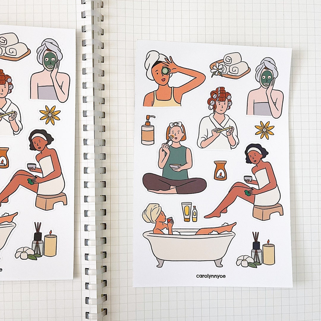 SPA DAY Sticker Sheet // Aesthetic Self Love Self-care Me Time Relax ...