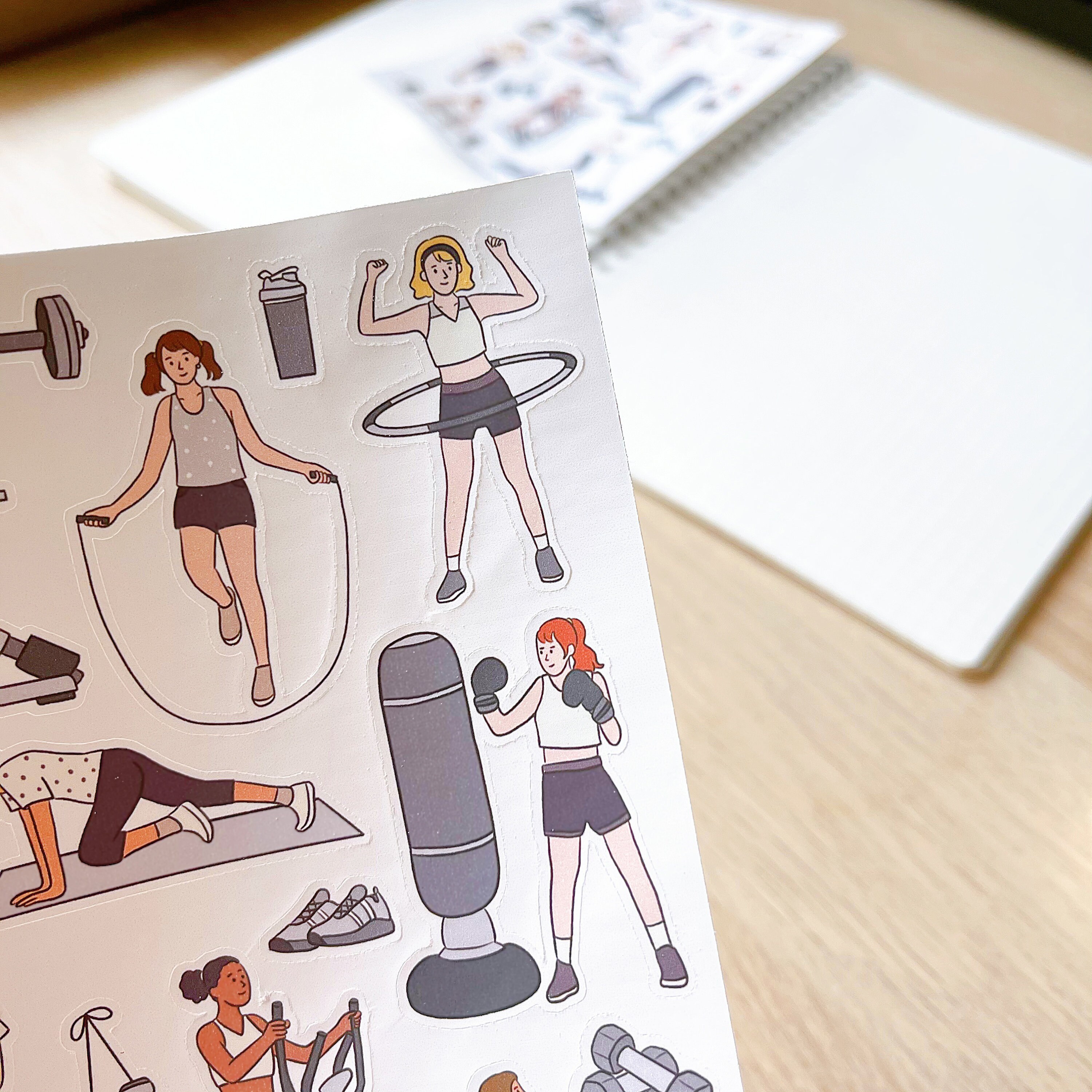 GYM EXERCISE sticker sheet // aesthetic cute fitness workout | Etsy