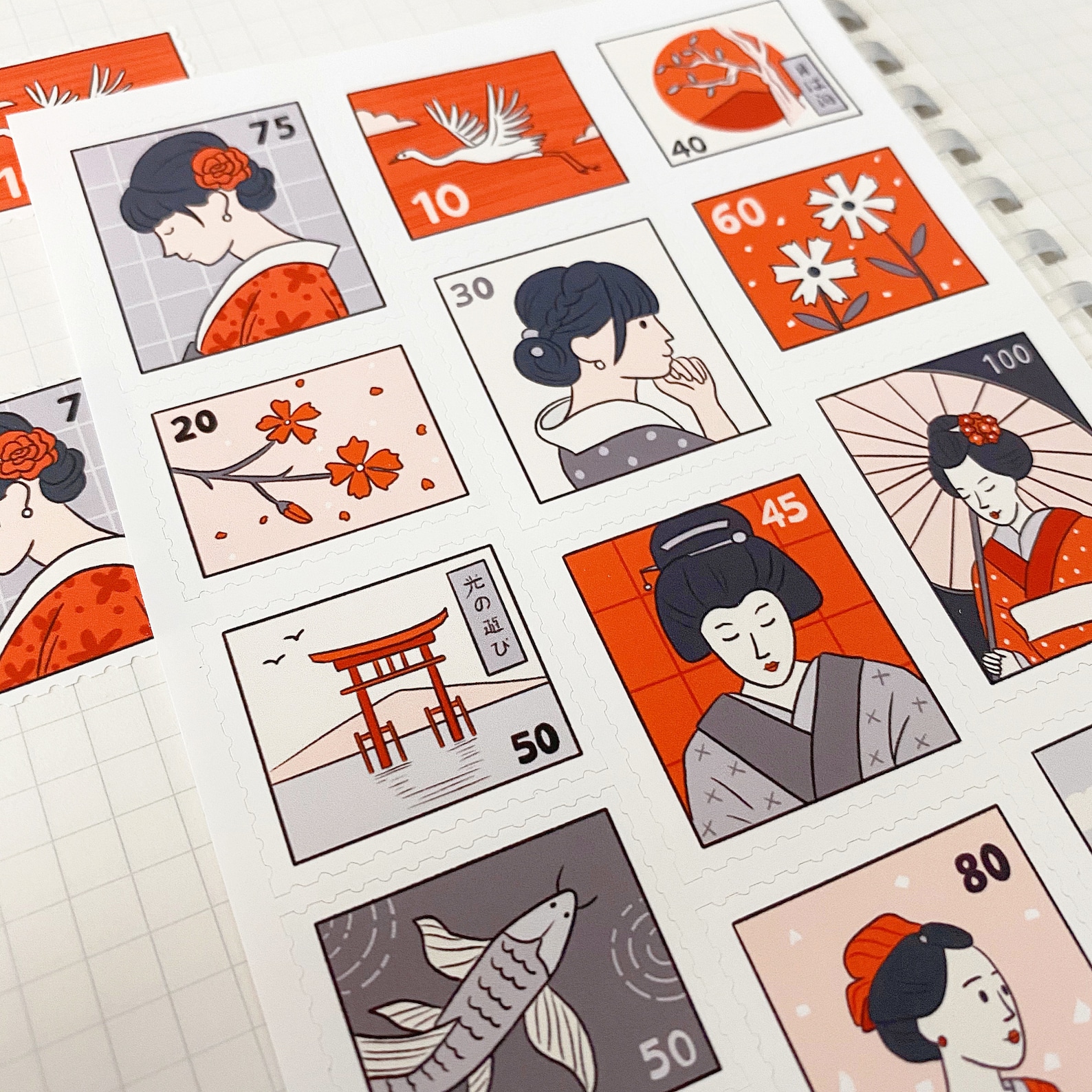 JAPAN STAMPS Sticker Sheet // Aesthetic Cute Travel - Etsy Singapore