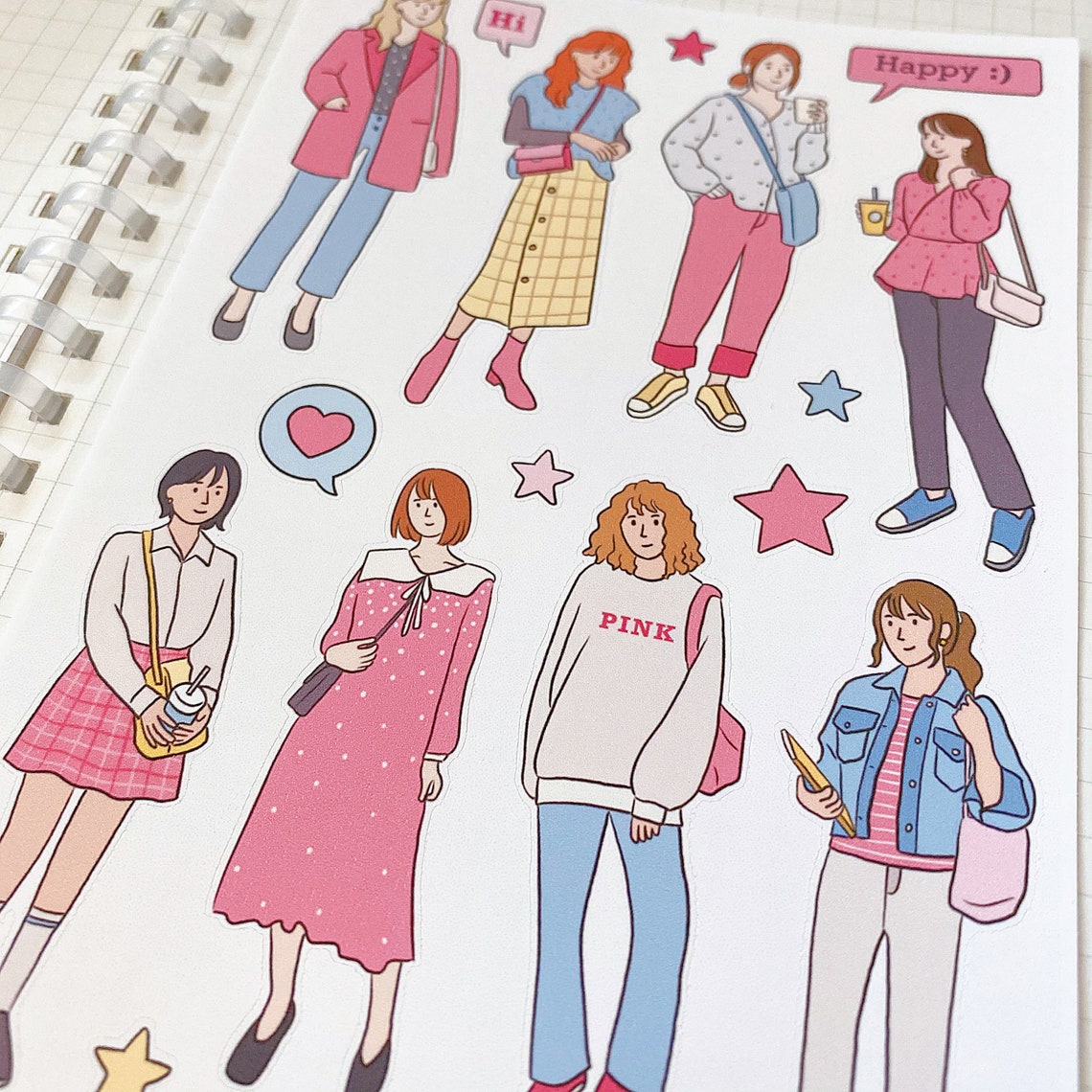 CUTE PINK OUTFIT Sticker Sheet // Aesthetic Chic Fashionable - Etsy