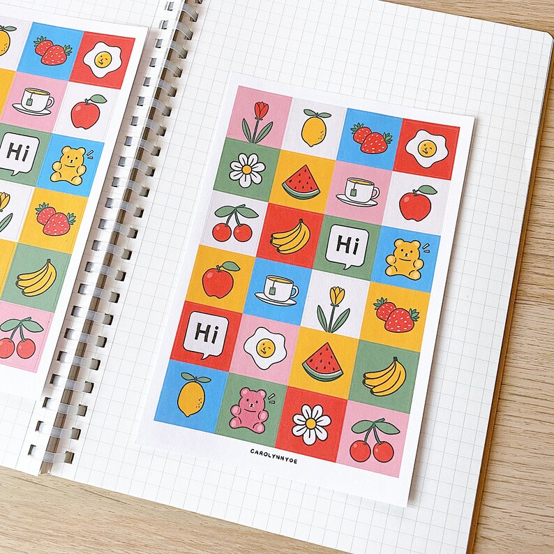 FOOD & FLOWER 24 Mini Square Sticker Sheet // Aesthetic Cute Fun Kawaii ...