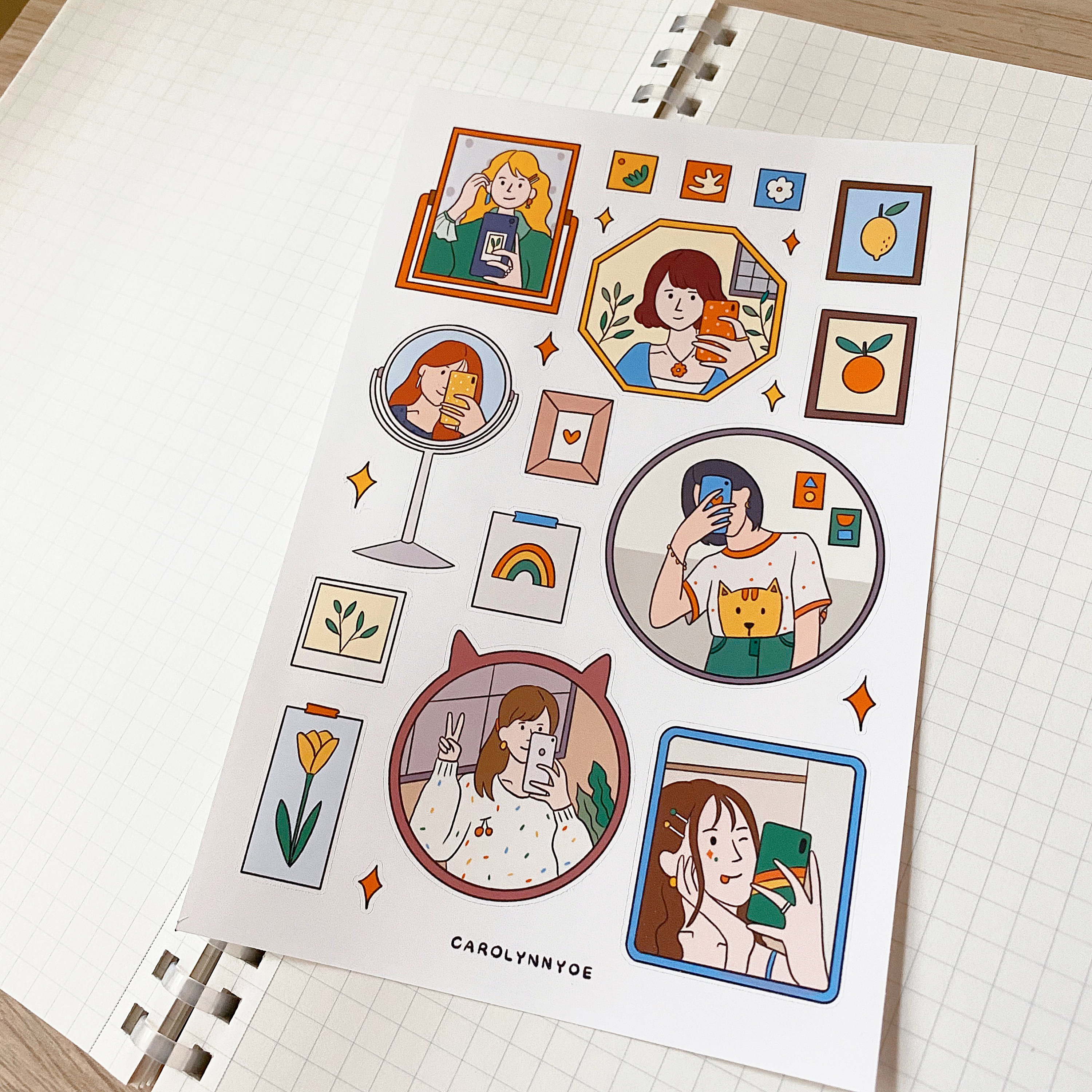MIRROR SELFIE Sticker Sheet // Aesthetic Cute Adorable Korean - Etsy ...