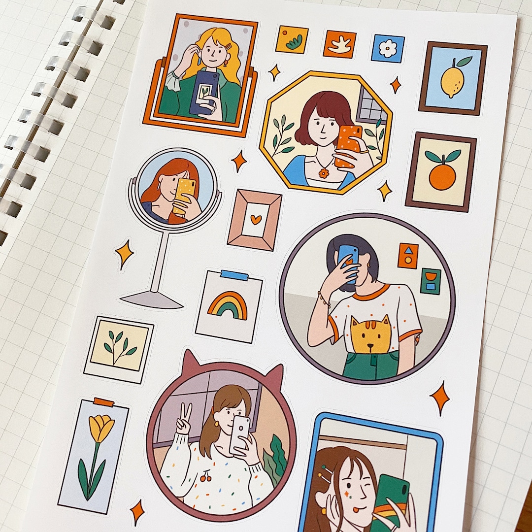MIRROR SELFIE Sticker Sheet // Aesthetic Cute Adorable Korean - Etsy ...