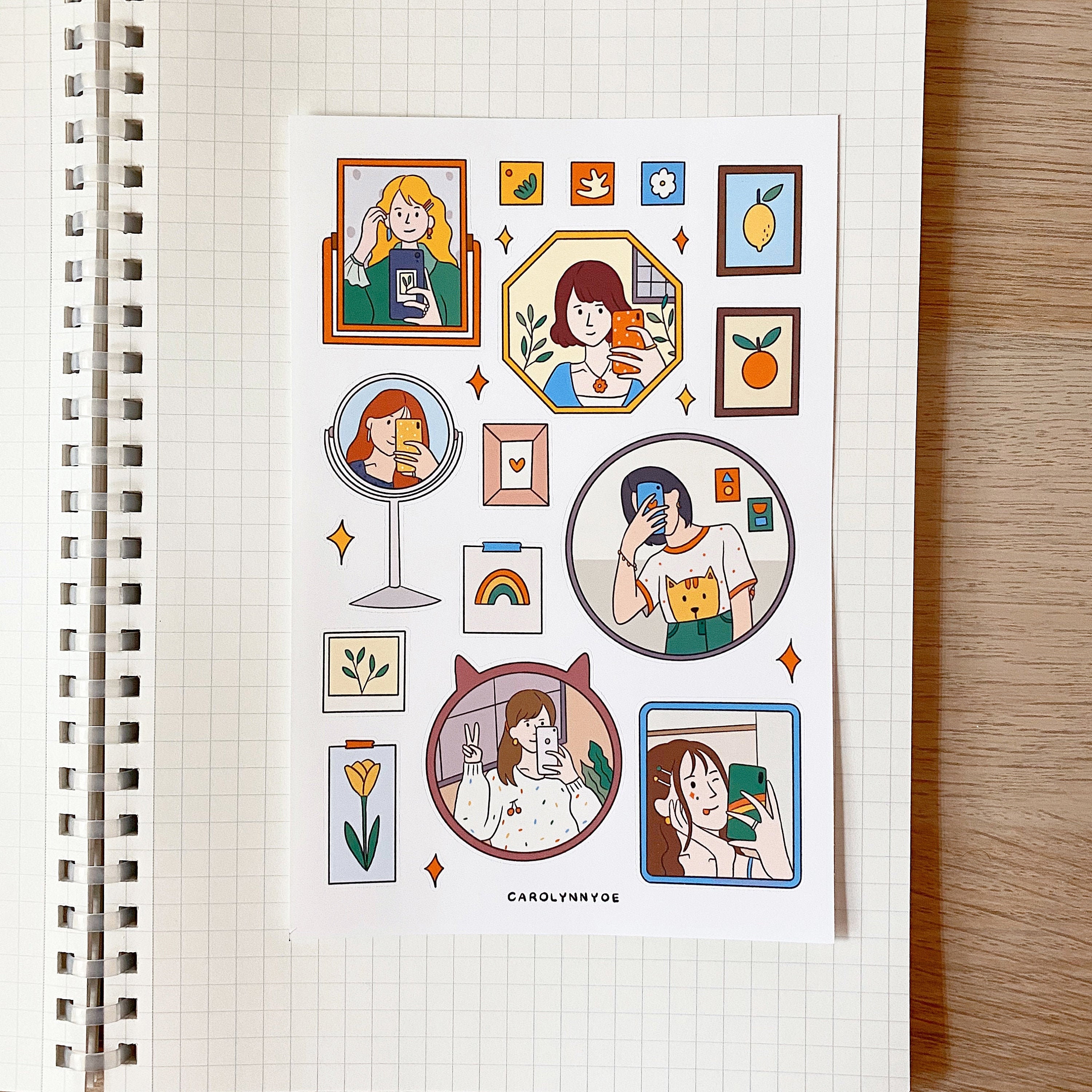 MIRROR SELFIE Sticker Sheet // Aesthetic Cute Adorable Korean - Etsy ...