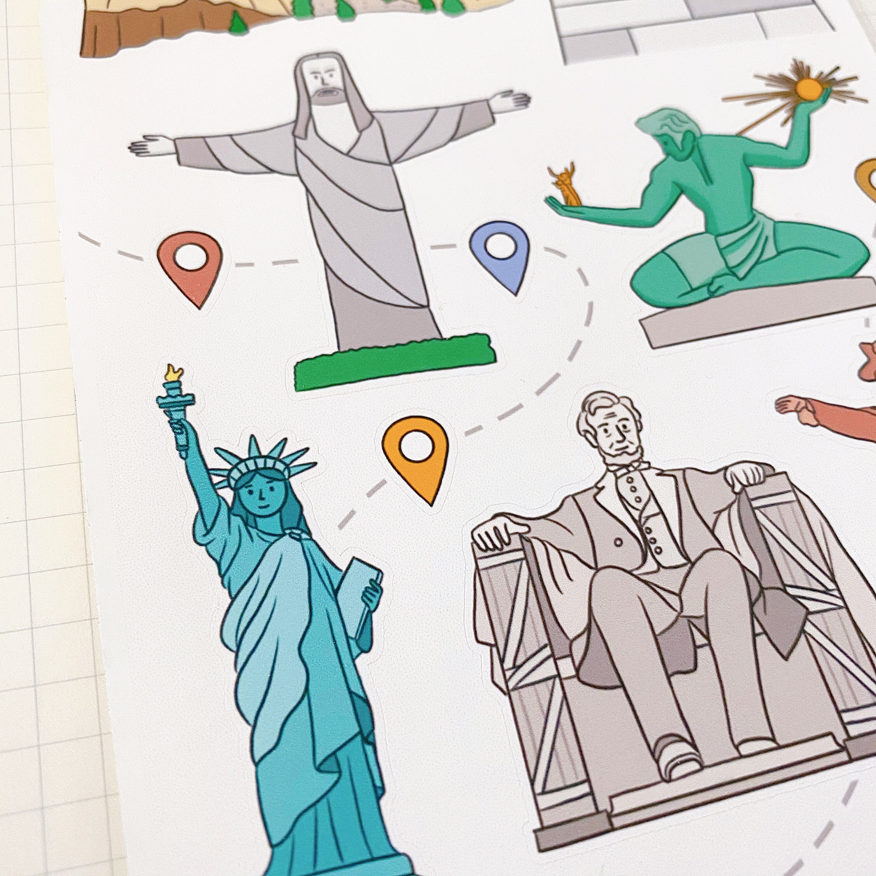 USA STATUES Sticker Sheet // Aesthetic Landmark Monument - Etsy