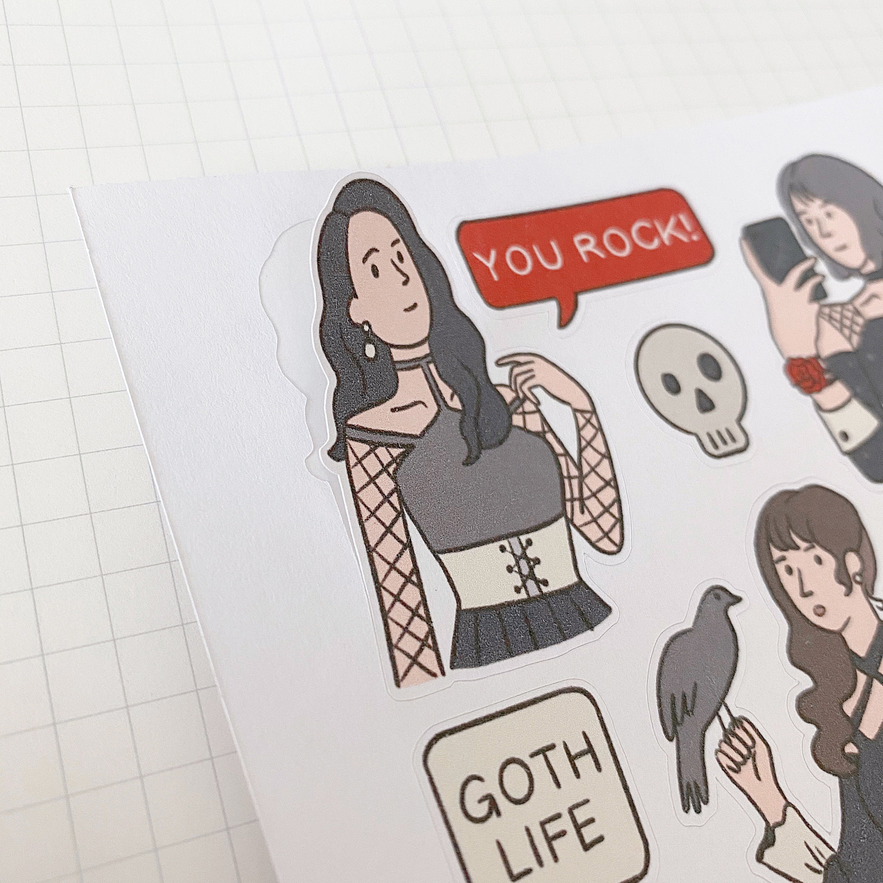 GOTH GIRL Sticker Sheet // Aesthetic Cute Dark Gothic Fashionable Girls ...