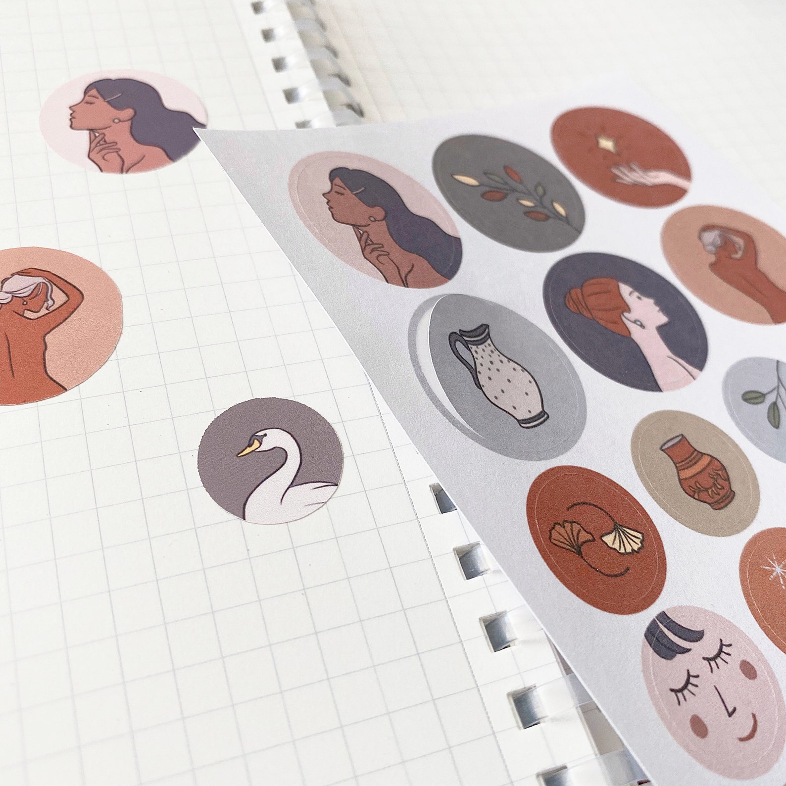 BEIGE AESTHETIC Round Sticker Sheet // Minimalist Art Vibe - Etsy UK