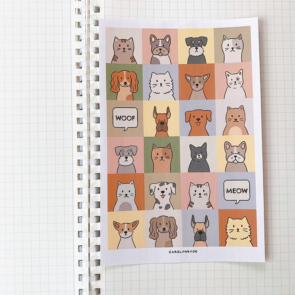 CAT & DOG 24 Mini Square Sticker Sheet // Aesthetic Cute Fun - Etsy ...