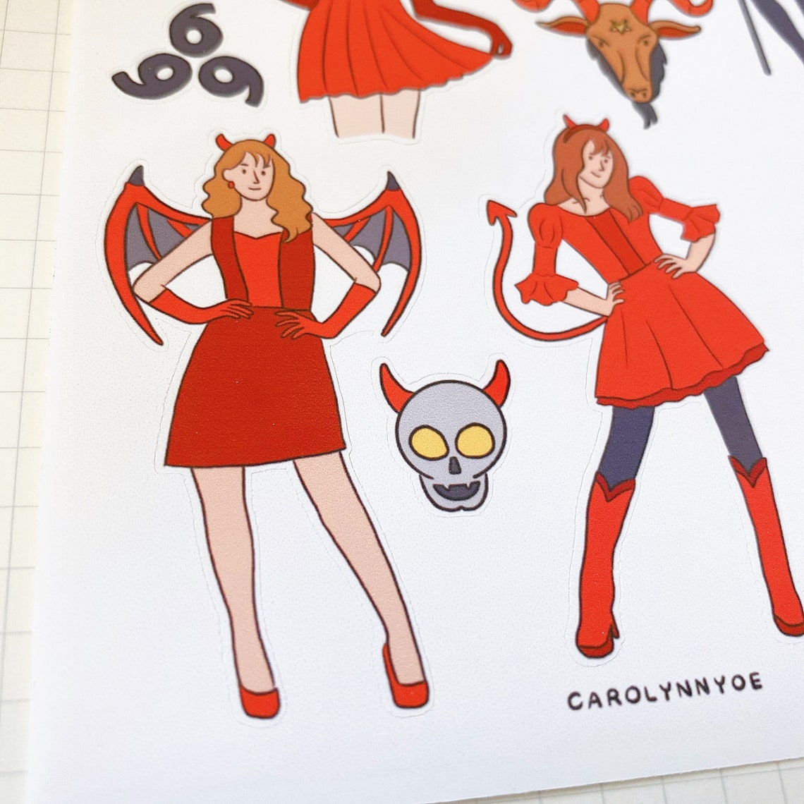 CUTE DEVIL Sticker Sheet // Aesthetic Halloween Satan Red - Etsy