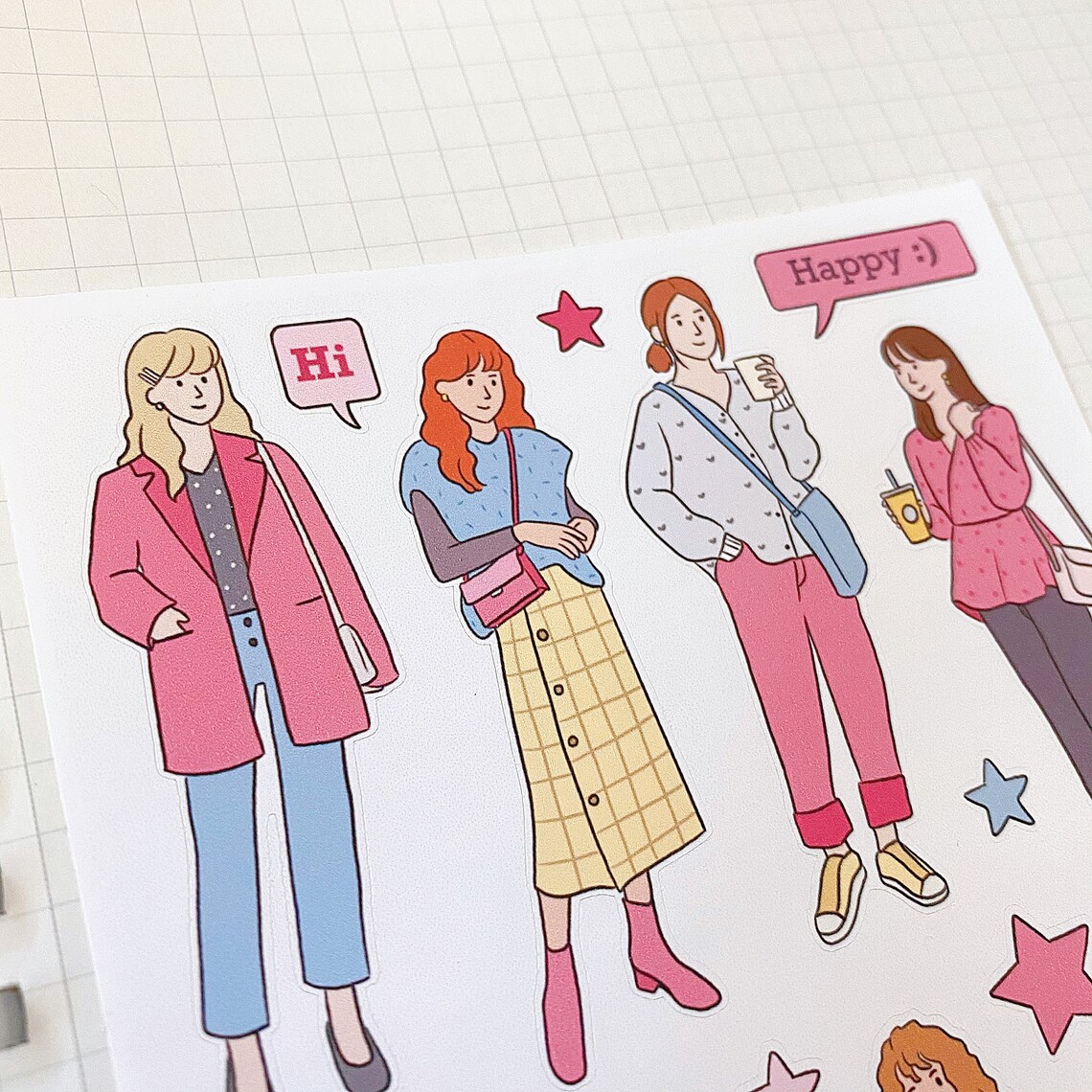 CUTE PINK OUTFIT Sticker Sheet // Aesthetic Chic Fashionable - Etsy