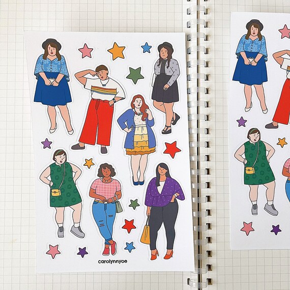 PLUS SIZE OUTFIT Sticker Sheet // Aesthetic Cute Fashionable - Etsy