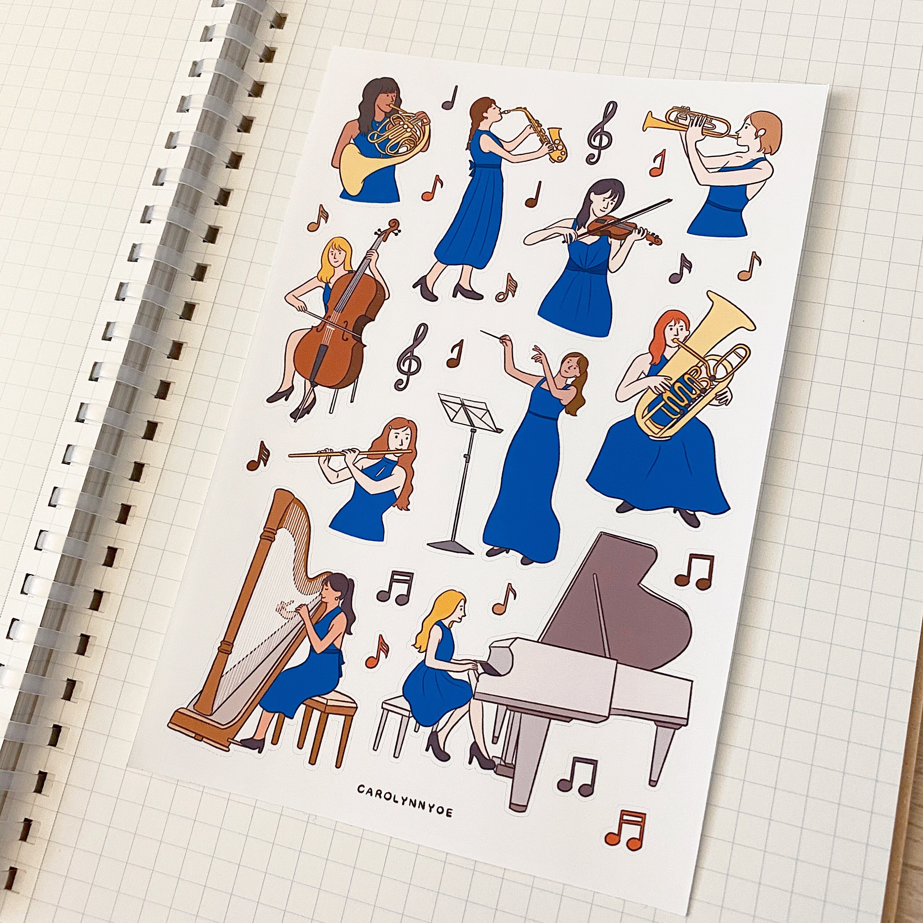 ORCHESTRA MUSICIAN Sticker Sheet // Aesthetic Cute Symphony - Etsy ...