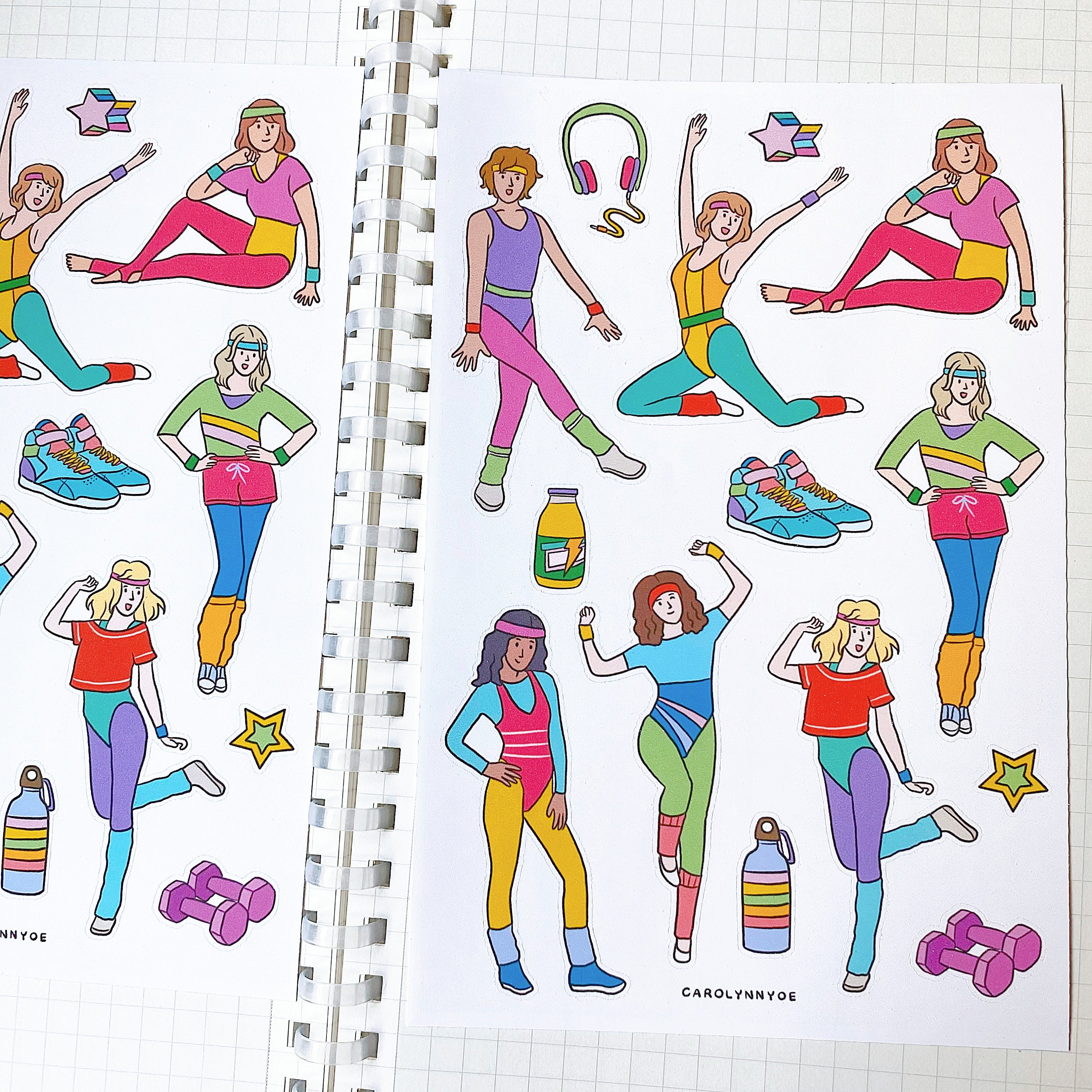 RETRO AEROBICS Sticker Sheet // Aesthetic Fashionable Fitness - Etsy