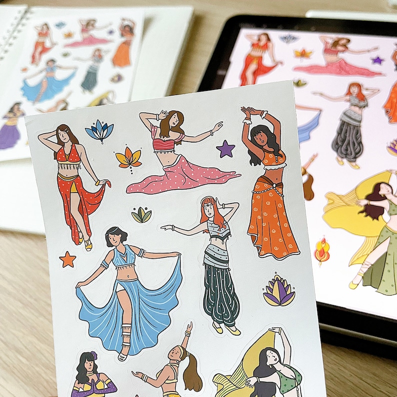 BELLY DANCER Sticker Sheet // Aesthetic Cute Fashionable Egypt - Etsy ...