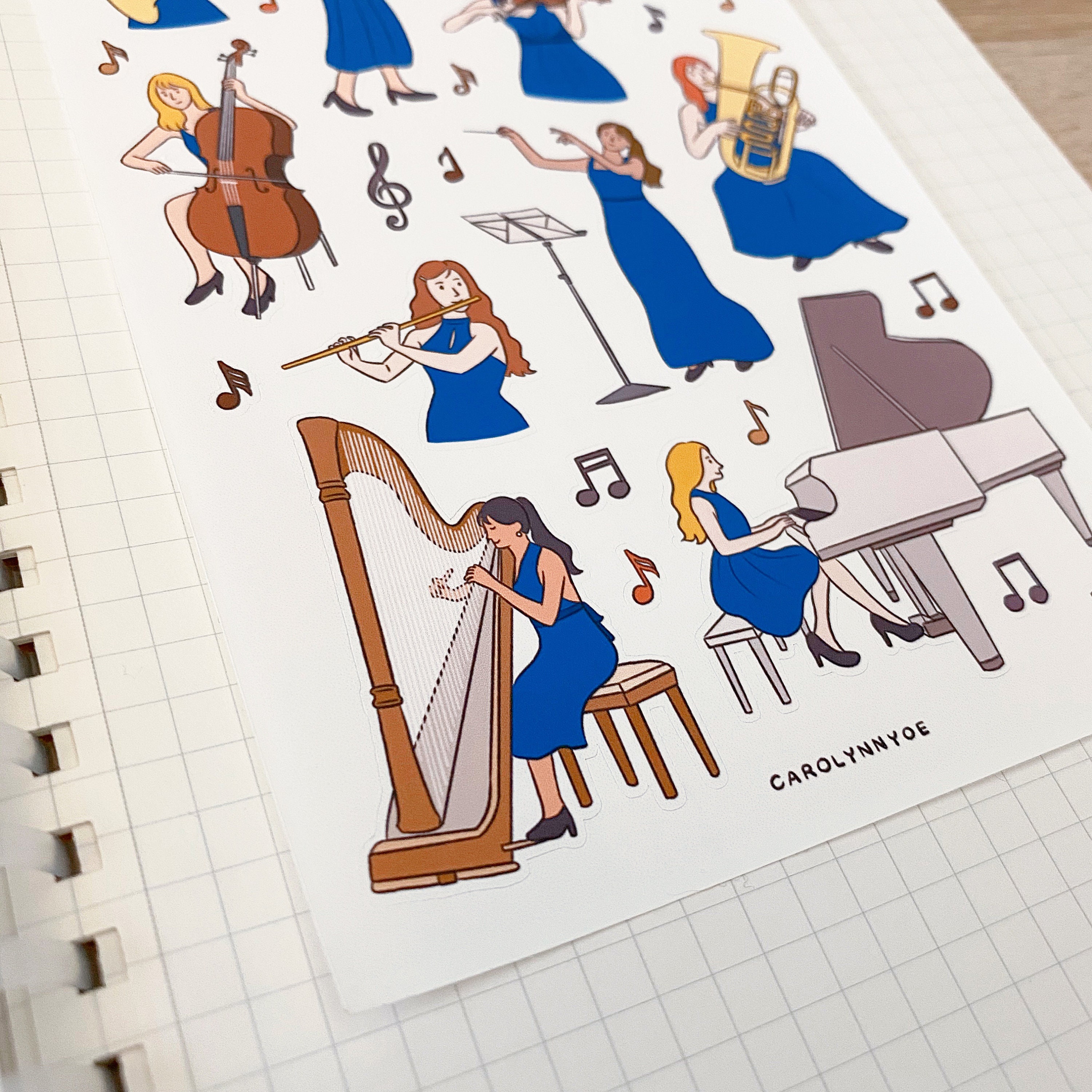 ORCHESTRA MUSICIAN Sticker Sheet // Aesthetic Cute Symphony - Etsy ...
