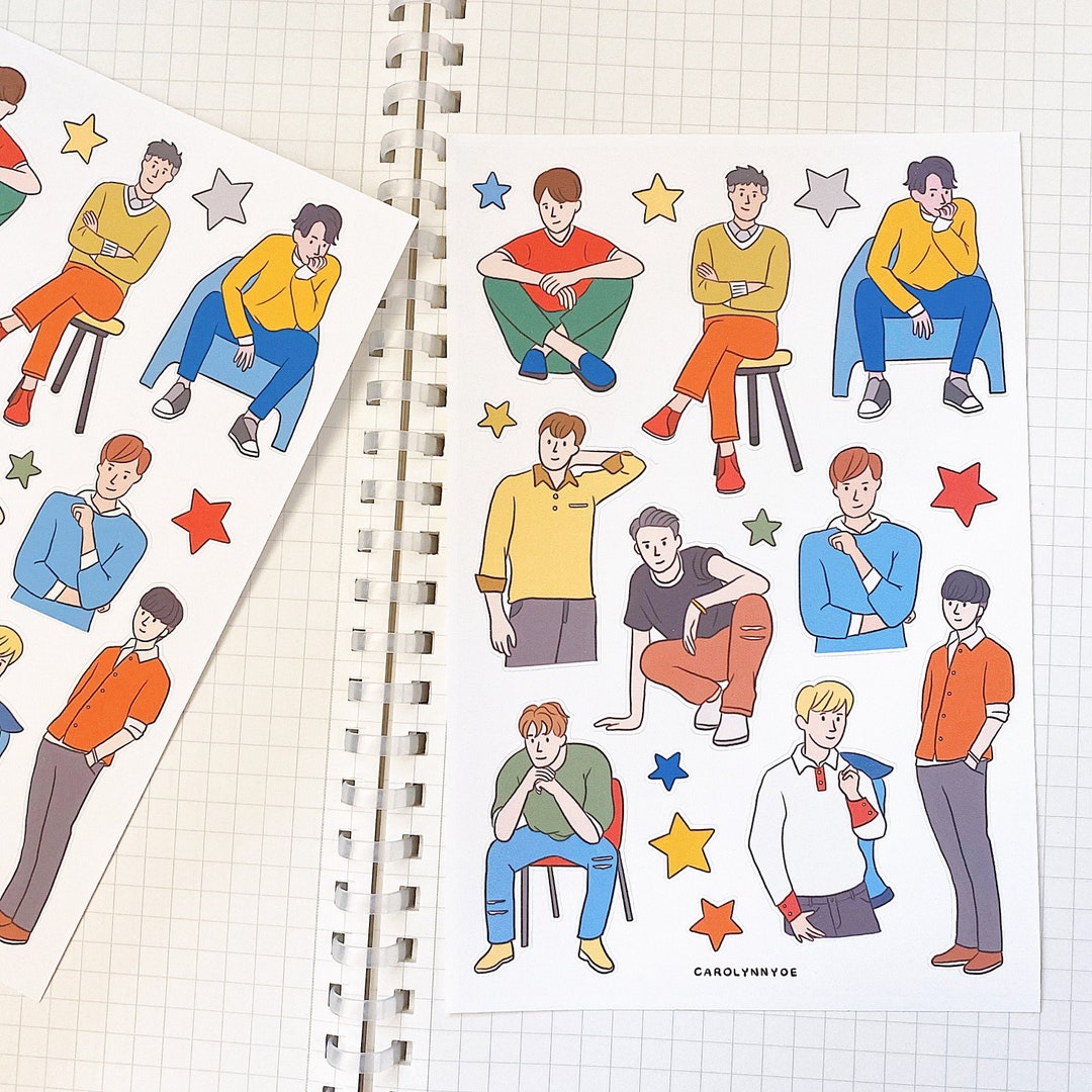 K-POP BOYS Sticker Sheet // Aesthetic Cute Korean Japanese - Etsy