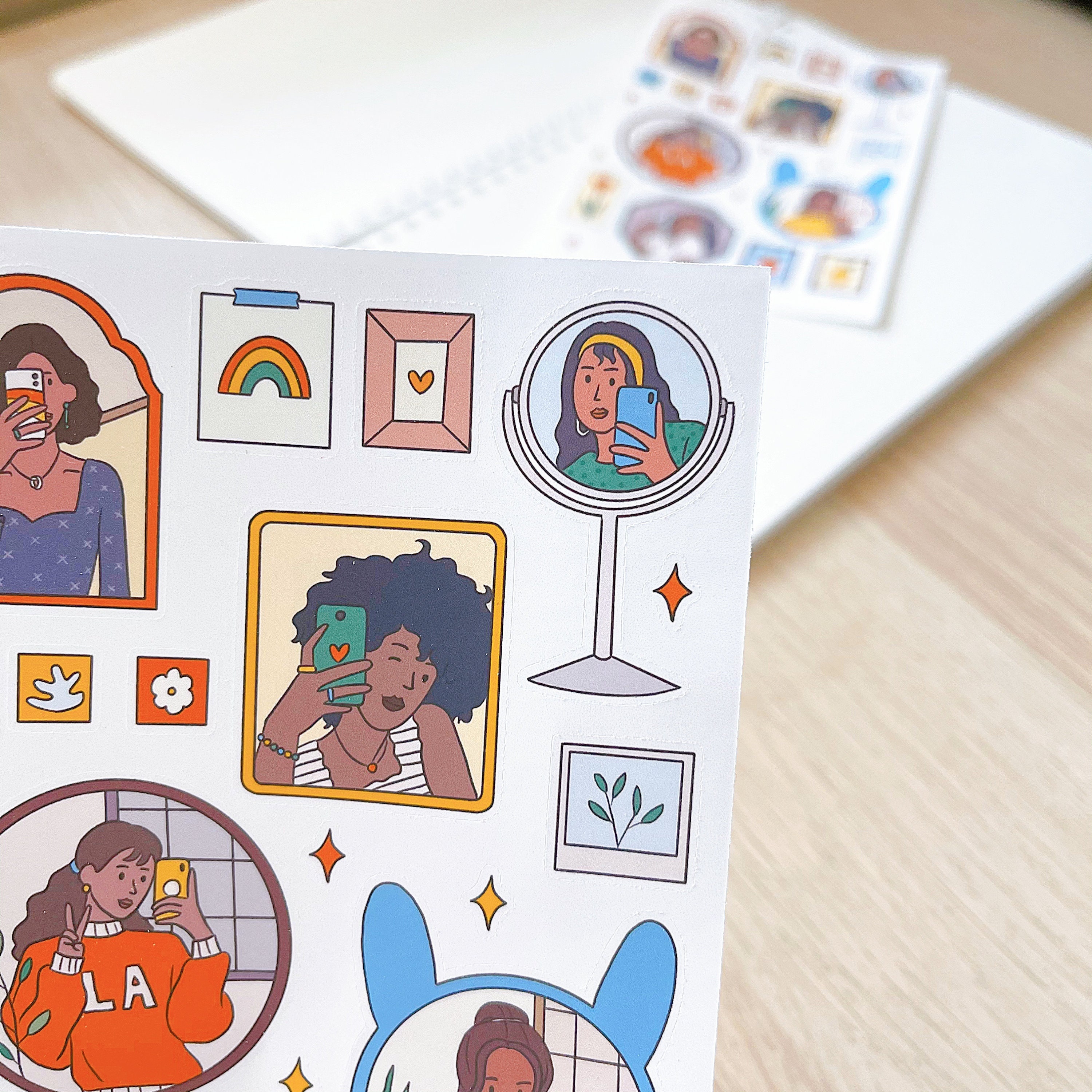 MIRROR SELFIE sticker sheet // aesthetic cute adorable black | Etsy