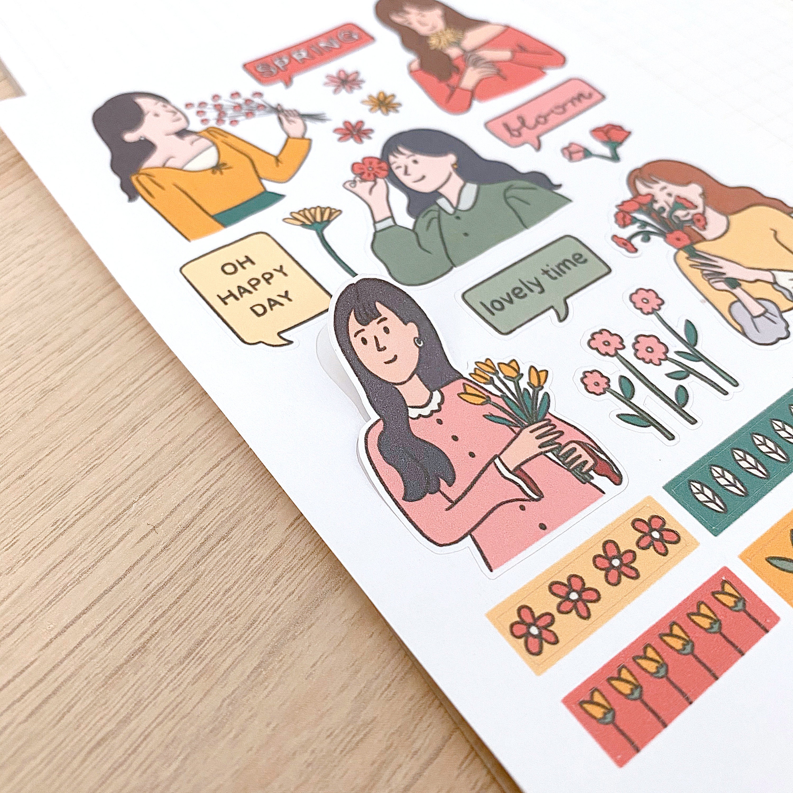 FLORAL GIRL Sticker Sheet // Aesthetic Cute Pastel Flower - Etsy Singapore