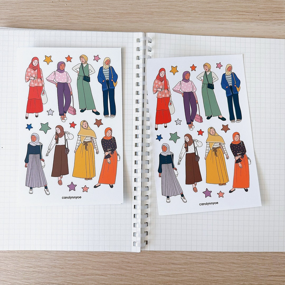 HIJABI OUTFIT Sticker Sheet // Aesthetic Cute Fashionable Hijab ...