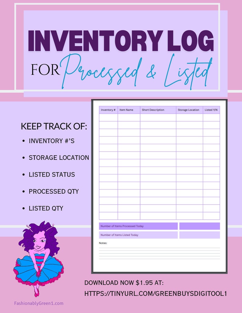 Inventory Log Sheet Download 2pgs - Etsy