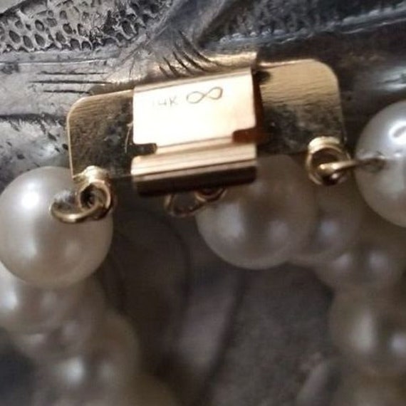 1960s Vintage 14K Triple Pearl String Bracelet Fluted… - Gem